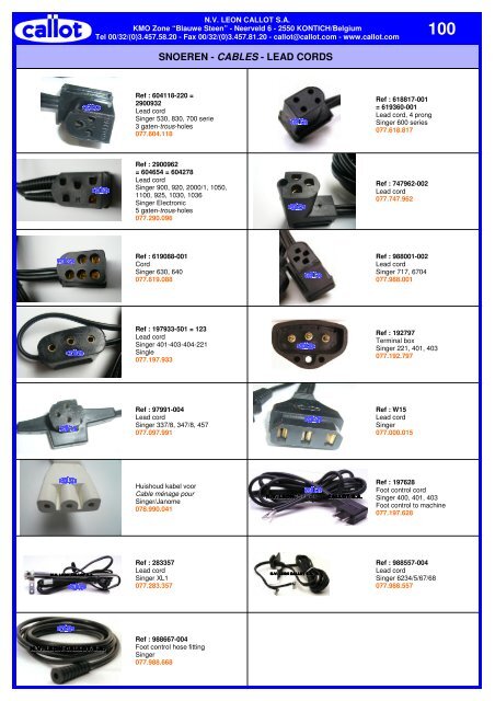 SNOEREN - CABLES - LEAD CORDS - Leon Callot SA