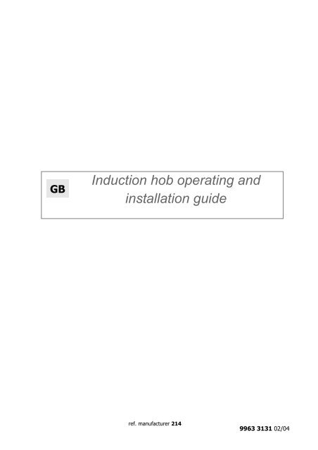Induction hob operating and installation guide - Caple