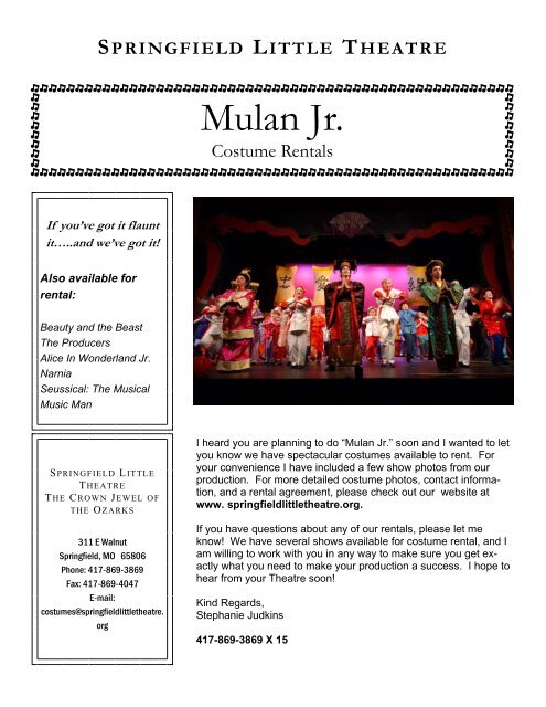 Mulan Jr - The Springfield Little Theatre!