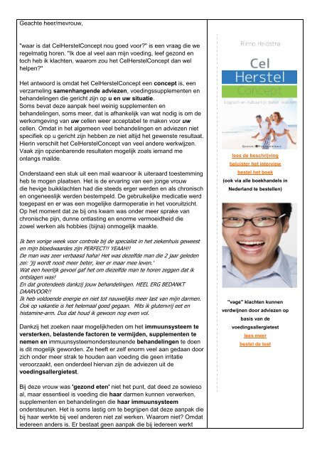 Geachte heer/mevrouw, "waar is dat CelHerstelConcept nou ... - CITT