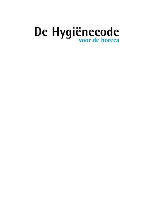 Hygiënecode voor de Horeca - Hyscon