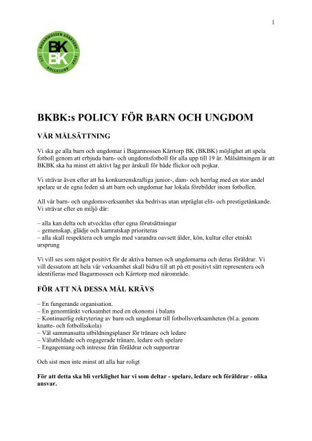 bkbk modellen för barn och ungdom - Bagarmossen Kärrtorp BK