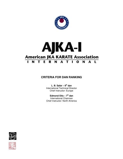CRITERIA FOR DAN RANKING - Shotokan Karate Hawke's Bay