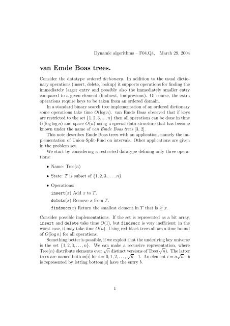 van Emde Boas trees.