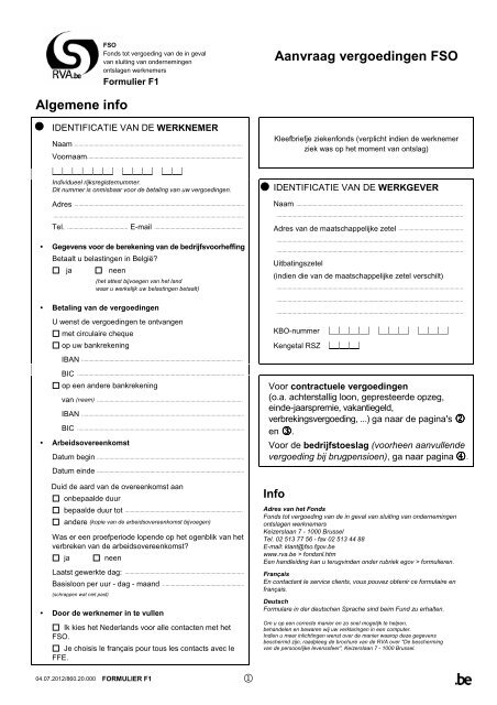 Algemene info Aanvraag vergoedingen FSO