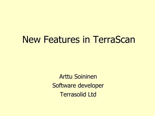 New Features in TerraScan - Terrasolid