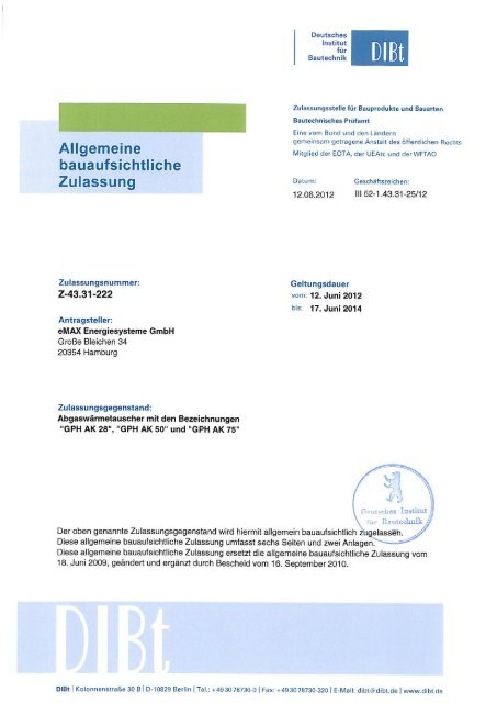 Allgemeine Bauaufsichtliche Zulassung