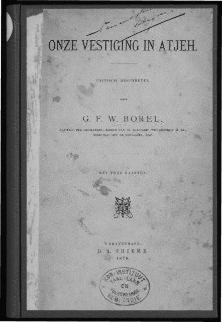 ONZE VESTIGING IN ATJEH. - Acehbooks.org