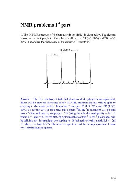 NMR problems 1 part
