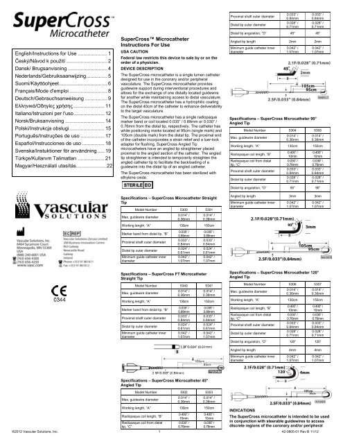 SuperCross™ Microcatheter Instructions For Use English ...