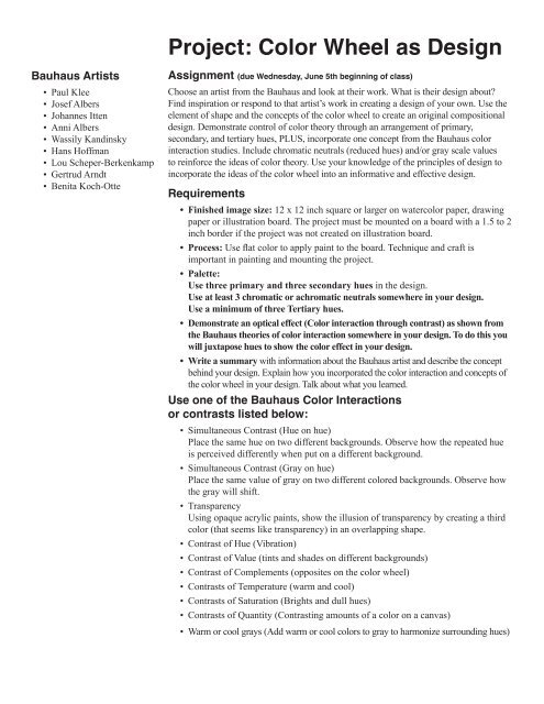 Project: Color Wheel as Design