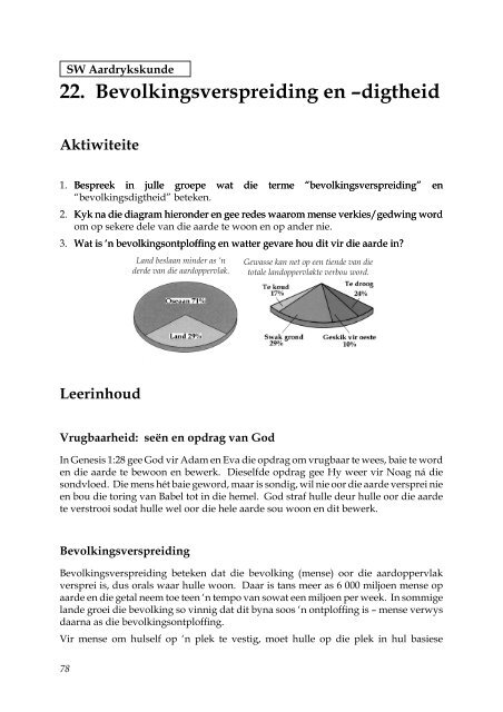 22. Bevolkingsverspreiding en –digtheid - Christelike Biblioteek