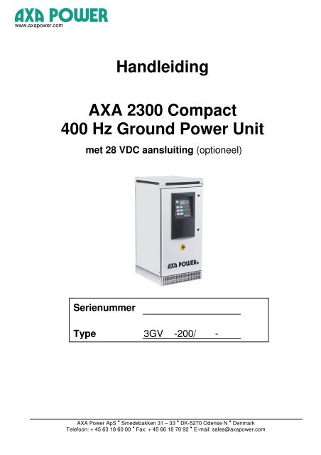 Handleiding - AXA 2300 Compact – 30 - 90 kVA - ITW GSE