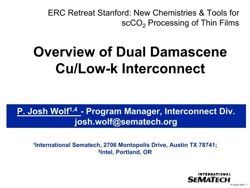 Overview Of Dual Damascene Cu Low K Interconnect