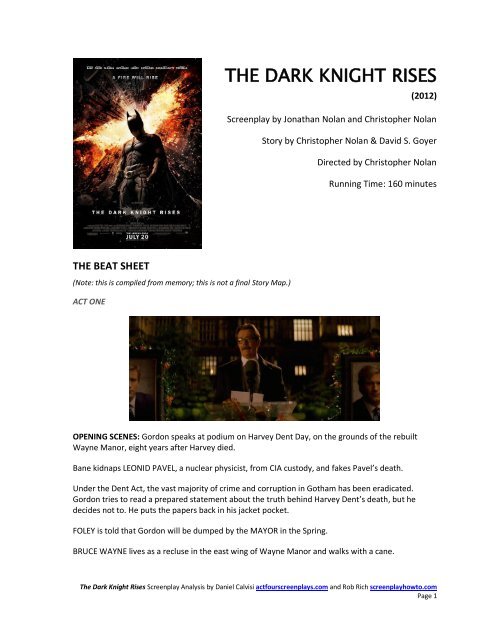 The Dark Knight Rises screenplay analysis - Act Four Screenplays