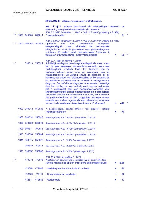 Nomenclatuur van de geneeskundige verstrekkingen ... - Gbs-vbs.org