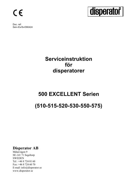 Serviceinstruktion för disperatorer 500 EXCELLENT Serien (510 ...
