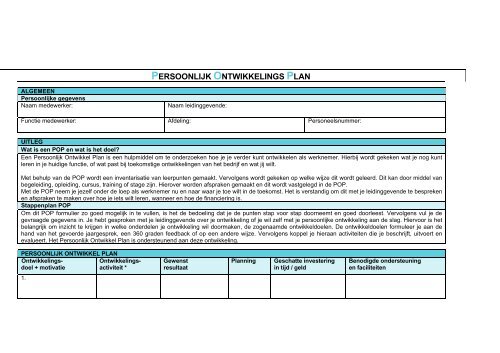 Persoonlijk Ontwikkel Plan - Werken bij het MMC