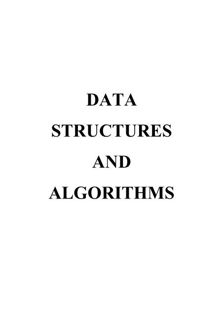 Data Structures And Algorithms Department Of Computer Science