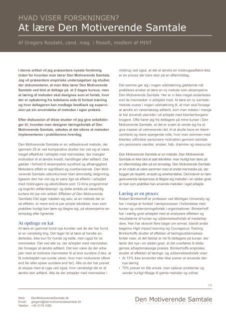 At lære Den Motiverende Samtale
