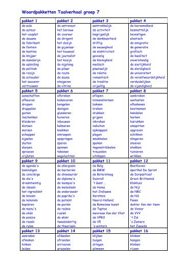 Woordpakketten Taalverhaal spelling groep 4 Woordpakket 1 bloes ...