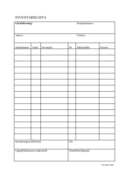 Inventeringslista (pdf) - Poseidon - Göteborg