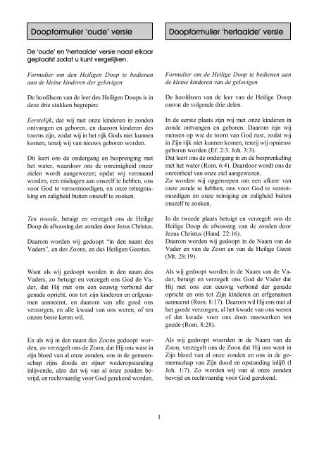 Hertaald Doopsformulier