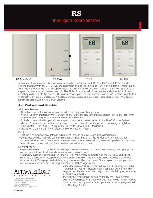 Intelligent Room Sensors - Automated Logic Corporation