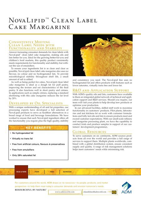 NovaLipid™ Clean Label Cake Margarine - ADM