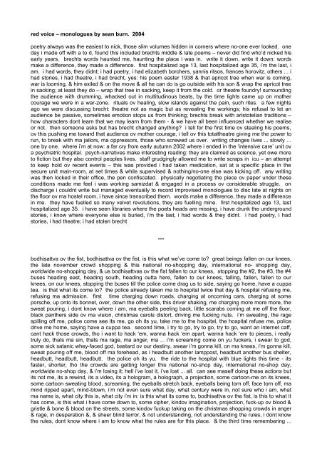red voice – monologues by sean burn. 2004 poetry ... - Gobscure.info