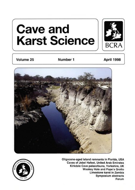 Cave and Karst Science - Index of - British Cave Research Association