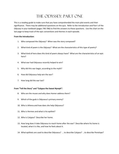 THE ODYSSEY: PART ONE