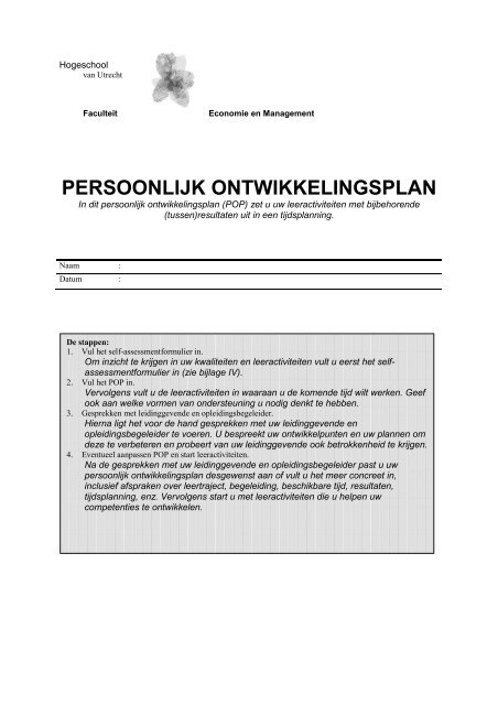 PERSOONLIJK ONTWIKKELINGSPLAN - Hogeschool Utrecht