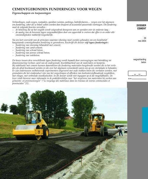 n°33: cementgebonden funderingen voor wegen - Febelcem