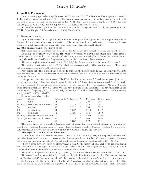 Lecture 12: Music - HEP