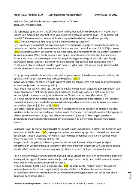 Preek nav Prediker 11:9 Laat God altijd meegenieten! - Jan Haveman