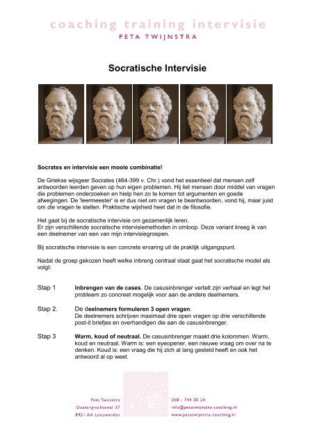 Socratische Intervisie - Peta Twijnstra coaching training intervisie