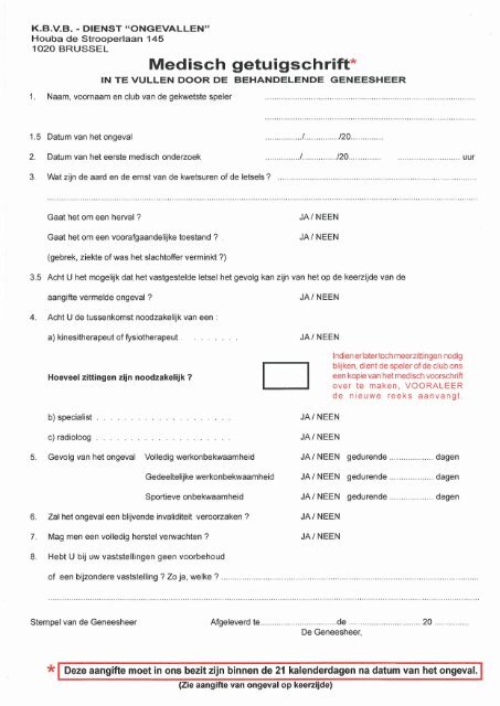 Medisch getuigschrift* - FC Merksem