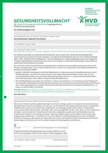 Gesundheitsvollmacht - Arnstorf