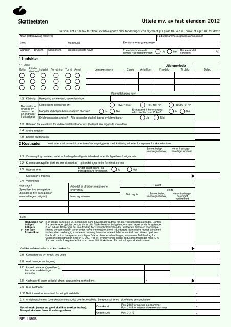 Utleie mv. av fast eiendom RF-1189B (PDF) - Skatteetaten