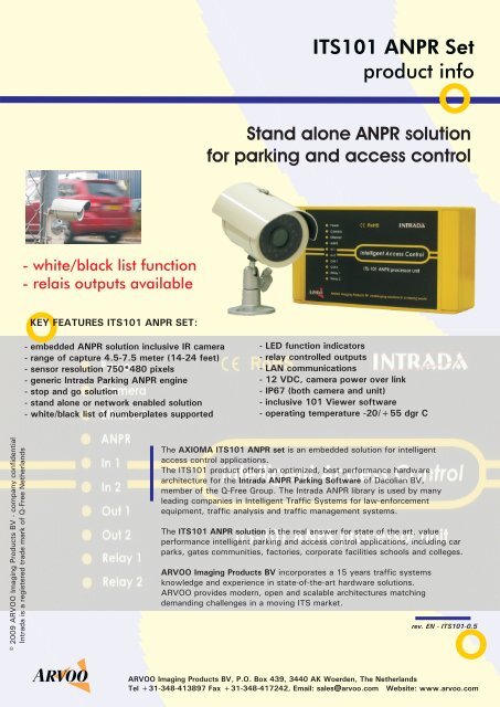 axioma-ITS101-ANPR-flyer versie 11 - ARVOO ANPR Products