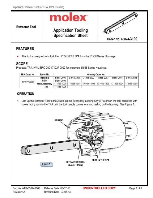 Application Tooling Specification (PDF) - Molex Application Tooling Specification (PDF) - Molex