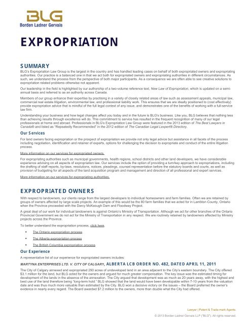 EXPROPRIATION - BLG.com
