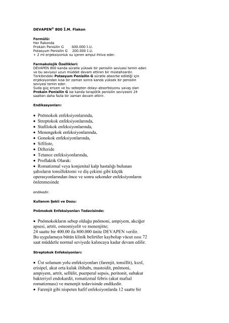 Pnömokok enfeksiyonlarında, • Streptokok enfeksiyonlarında ...