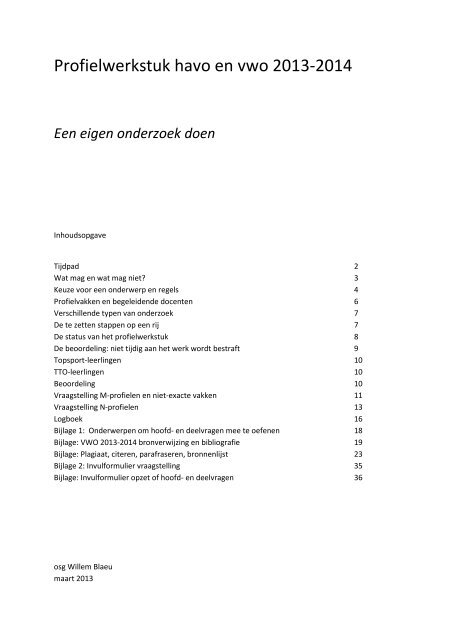 Profielwerkstuk 2013-2014 instructie.pdf - OSG Willem Blaeu