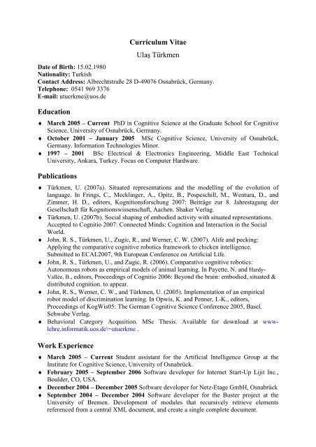CV - Cognitive Science
