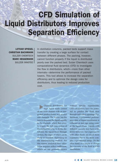 CFD Simulation of Liquid Distributors Improves Separation Efficiency