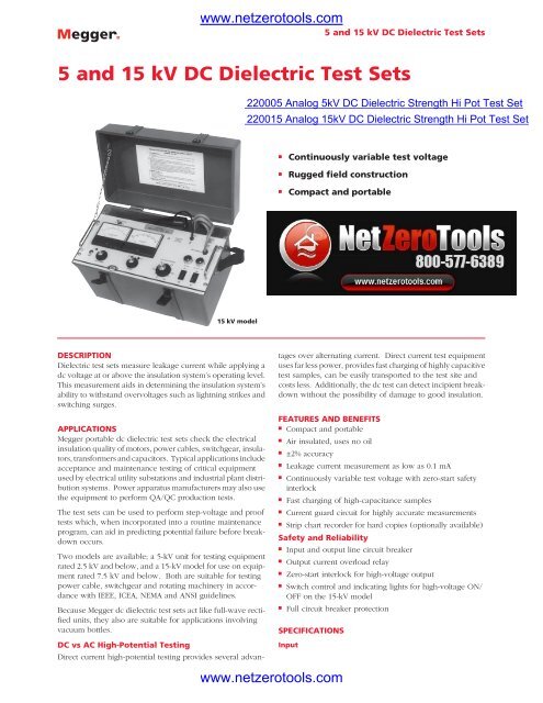 Megger 220015 Datasheet - Netzerotools.com