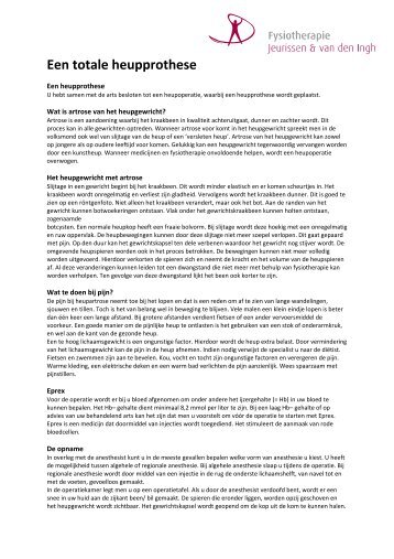 Revalidatie na geplande totale heupprothese