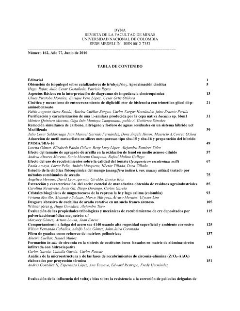 DYNA REVISTA DE LA FACULTAD DE MINAS UNIVERSIDAD ...